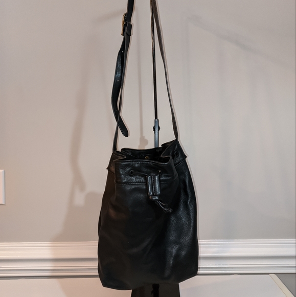 J. Jill | Bags | J Jill Black Leather Drawstring Hobo Purse | Poshmark